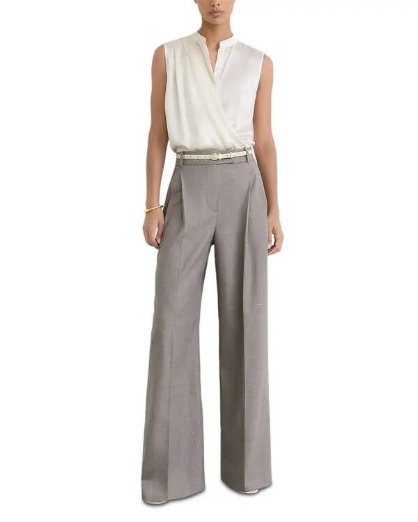 REISS Gia Silk Draped Sleeveless Blouse - Ivory