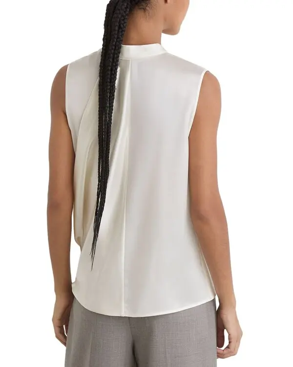 REISS Gia Silk Draped Sleeveless Blouse - Ivory