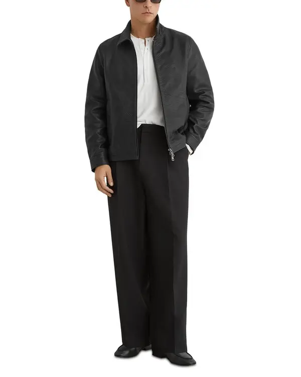 REISS Ortega Leather Jacket - Black