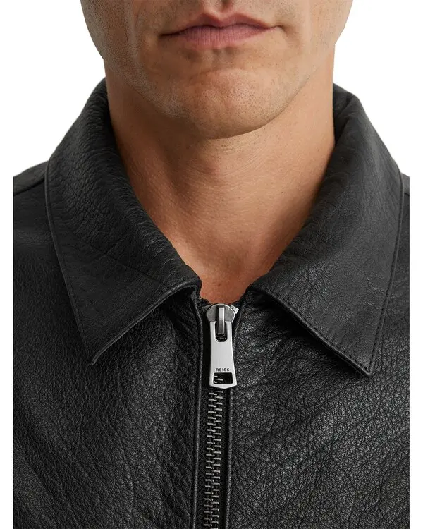 REISS Ortega Leather Jacket - Black
