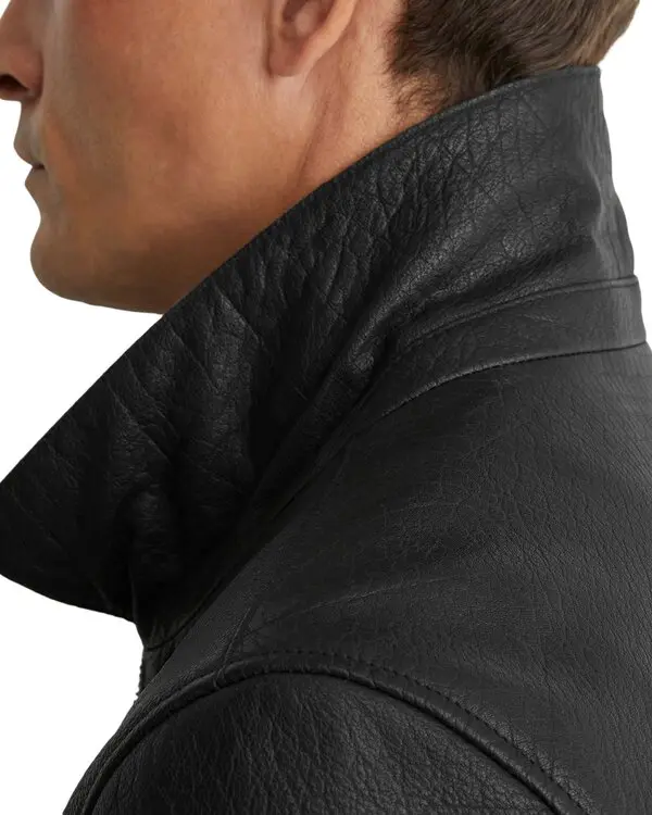 REISS Ortega Leather Jacket - Black