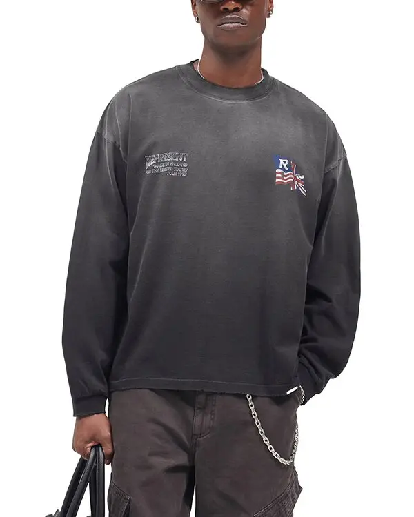 REPRESENT Eagle Flag Cotton Logo Graphic Crewneck Shirt