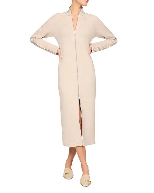 Spanx Airessentials Pintuck Zip Front Maxi Dress - Bone Heather