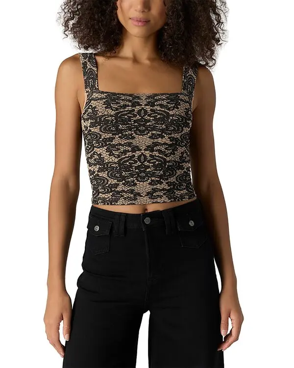 Free People Lace Up Square Neck Tank - Black