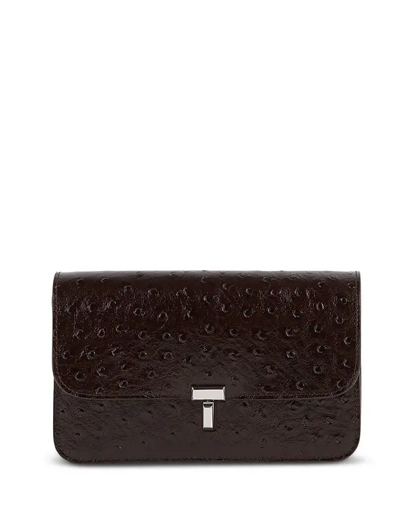 TOTEME T-lock Ostrich Embossed Leather Crossbody Bag