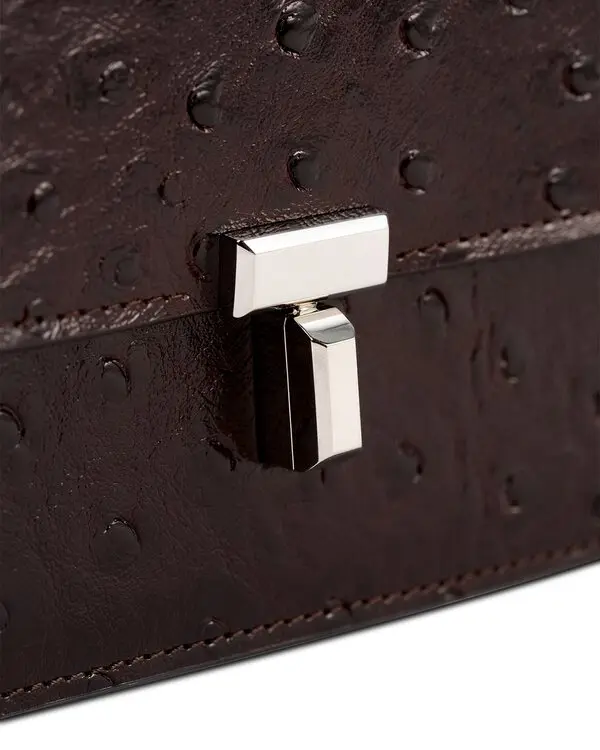 TOTEME T-lock Ostrich Embossed Leather Crossbody Bag