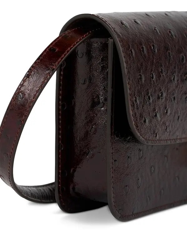 TOTEME T-lock Ostrich Embossed Leather Crossbody Bag