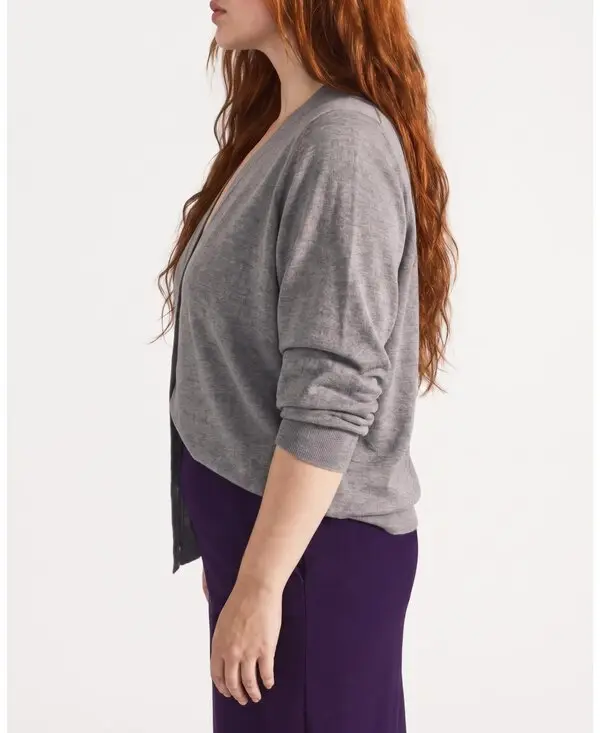 Universal Standard Plus Savvy Fine Knit V-neck Cardigan - Barcarolle Gray