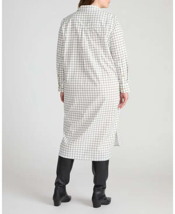 Universal Standard Plus Odeon Stretch Poplin Shirtdress - White Windowpane Check