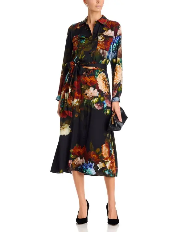 Elie Tahari The Kataleya Silk Blend Belted Shirt Dress