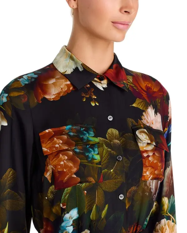 Elie Tahari The Kataleya Silk Blend Belted Shirt Dress
