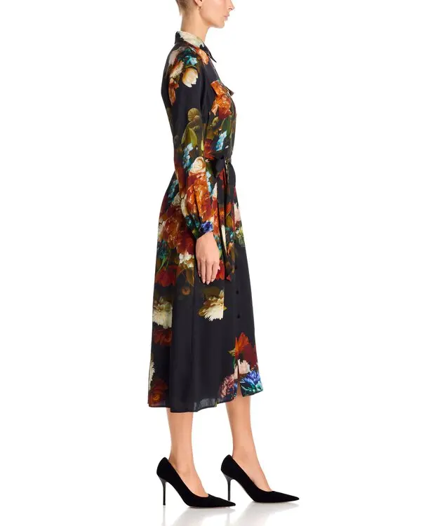 Elie Tahari The Kataleya Silk Blend Belted Shirt Dress