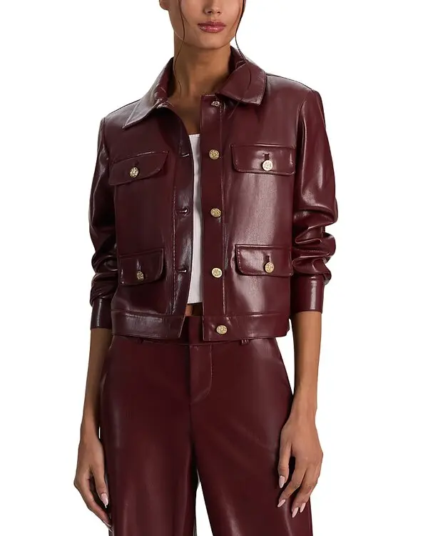 Alice + Olivia Alex Faux Leather Boxy Jacket - Cognac