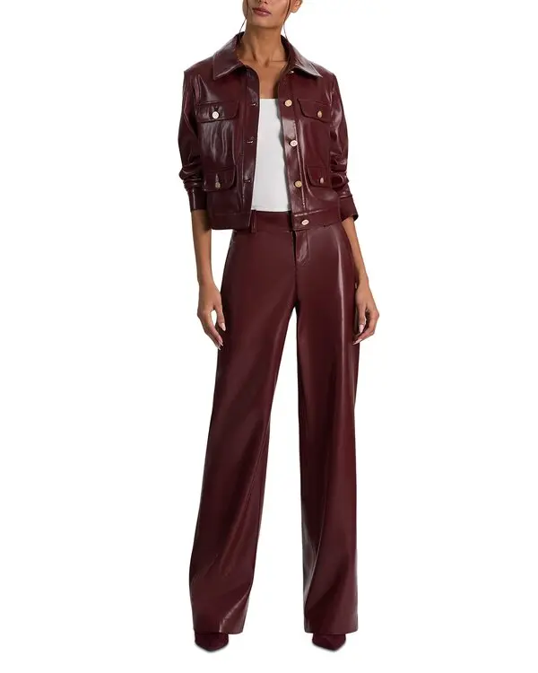 Alice + Olivia Alex Faux Leather Boxy Jacket - Cognac