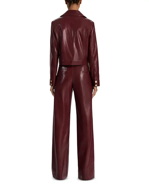 Alice + Olivia Alex Faux Leather Boxy Jacket - Cognac