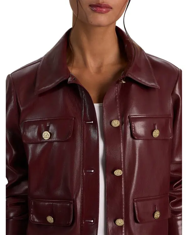 Alice + Olivia Alex Faux Leather Boxy Jacket - Cognac