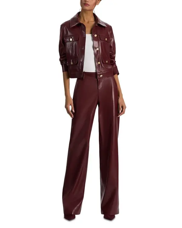 Alice + Olivia Alex Faux Leather Boxy Jacket - Cognac