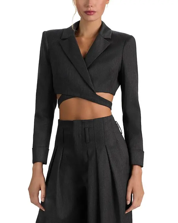 Alice + Olivia Leone Wool Stretch Wrap Blazer