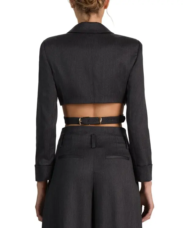 Alice + Olivia Leone Wool Stretch Wrap Blazer