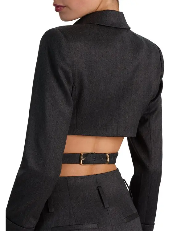 Alice + Olivia Leone Wool Stretch Wrap Blazer