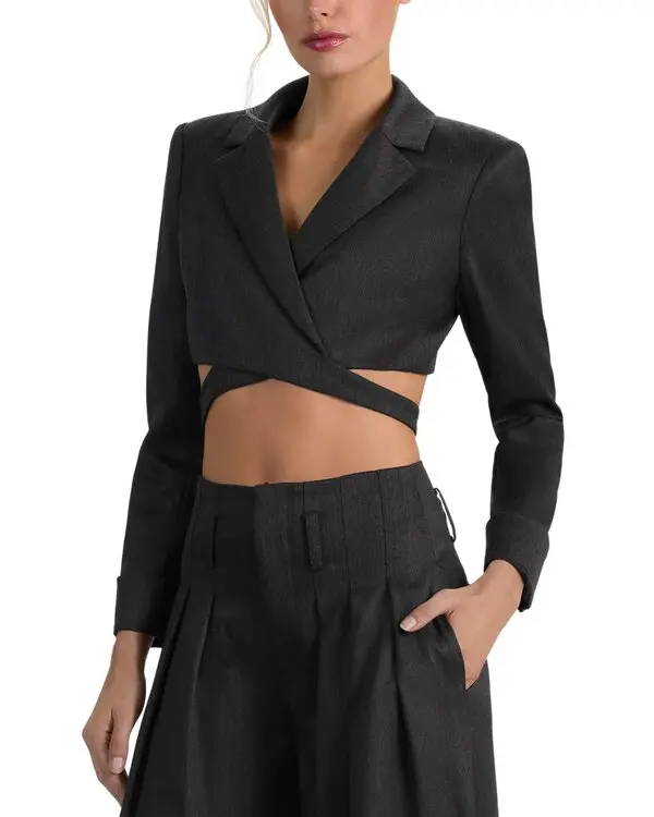 Alice + Olivia Leone Wool Stretch Wrap Blazer