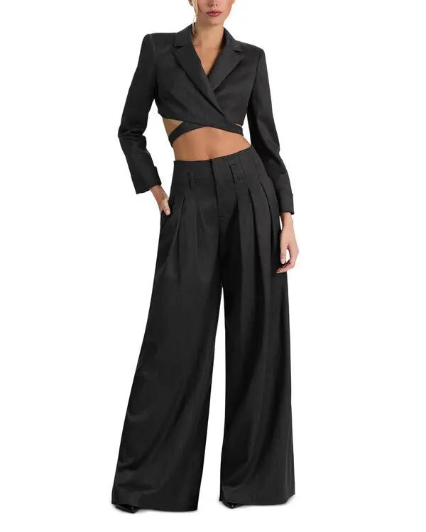 Alice + Olivia Leone Wool Stretch Wrap Blazer