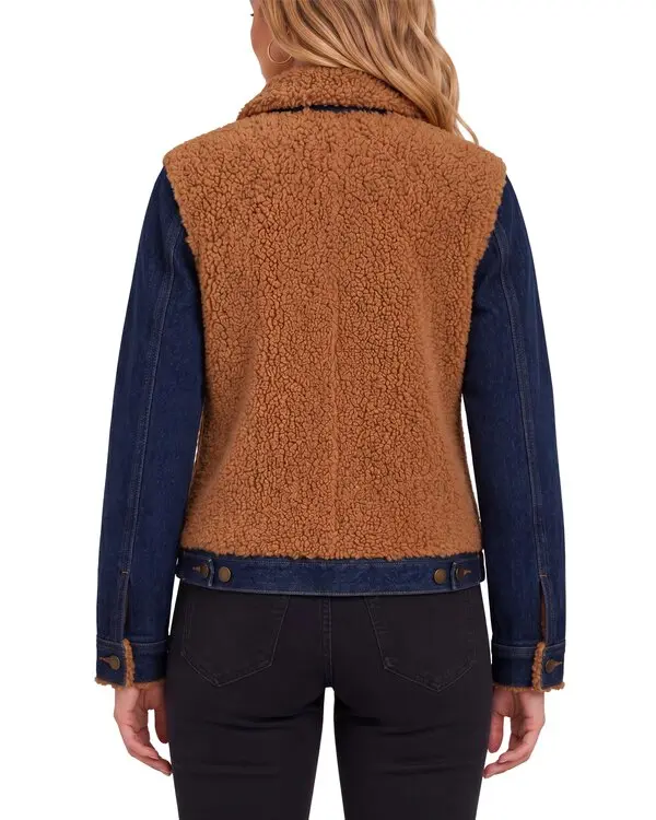 LIVERPOOL Faux Fur Trim Denim Jacket