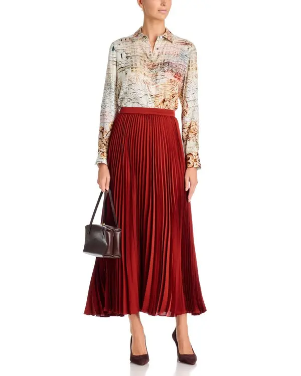 Elie Tahari Madeline Printed Button Front Blouse