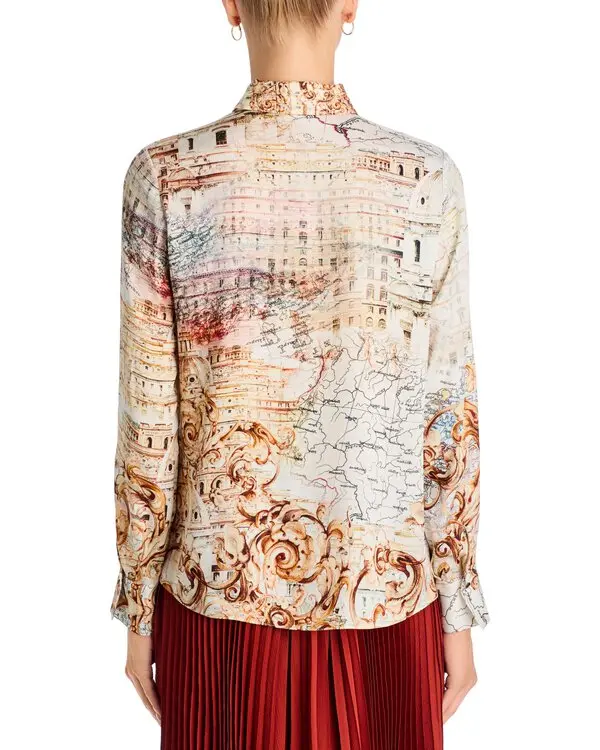 Elie Tahari Madeline Printed Button Front Blouse