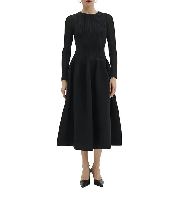 MALINA Elona Voluminous Knitted Midi Dress