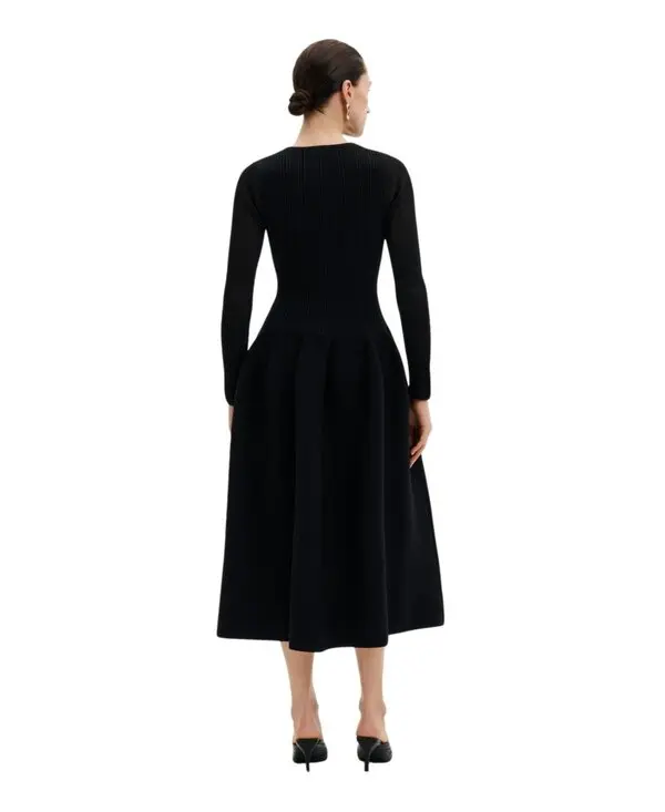 MALINA Elona Voluminous Knitted Midi Dress