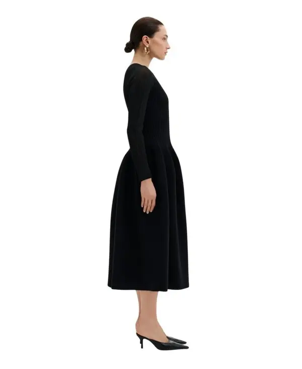 MALINA Elona Voluminous Knitted Midi Dress