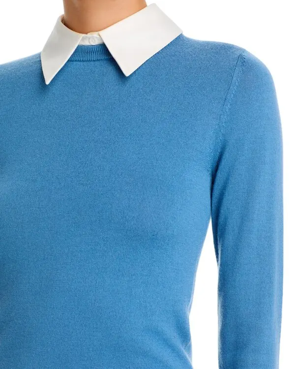 Alice + Olivia Porla Wool Stretch Collared Sweater