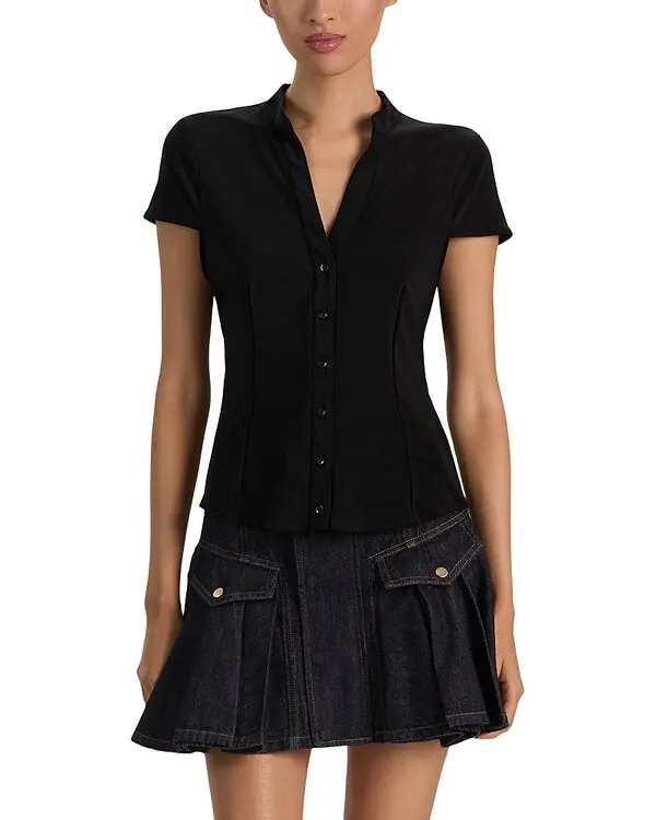 Alice + Olivia Freya Fitted Cap Sleeve Shirt