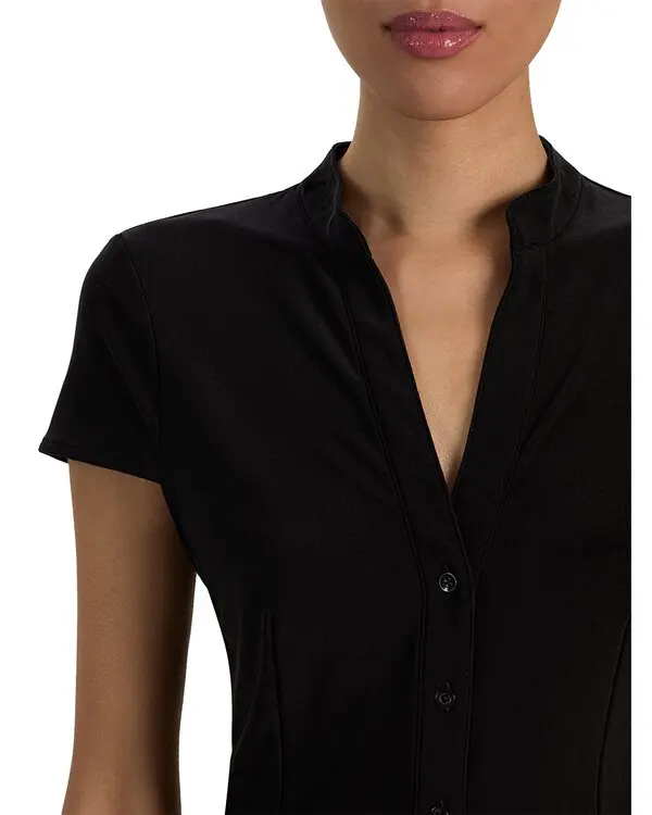Alice + Olivia Freya Fitted Cap Sleeve Shirt