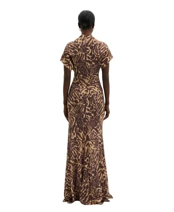 MALINA Alivia Short Sleeve Satin Maxi Dress