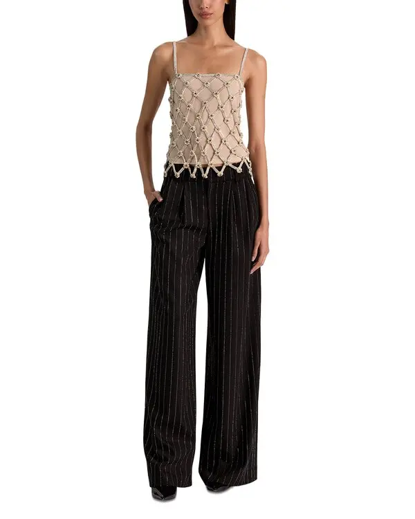 Alice + Olivia Giada Cotton Embellished Cropped Top