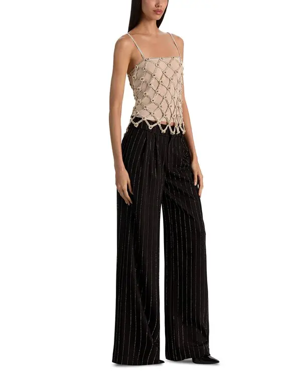 Alice + Olivia Giada Cotton Embellished Cropped Top