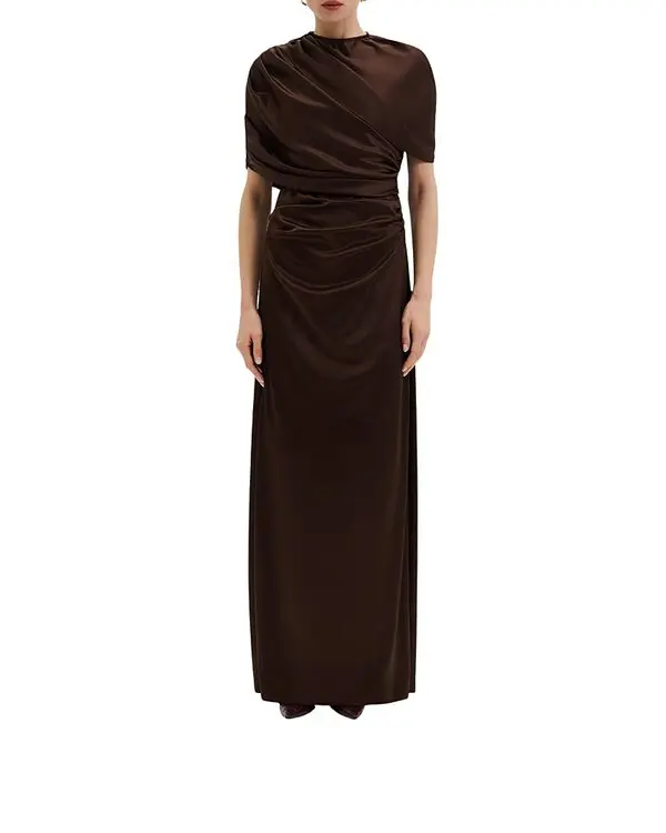 MALINA Cassia Draped Fitted Maxi Dress