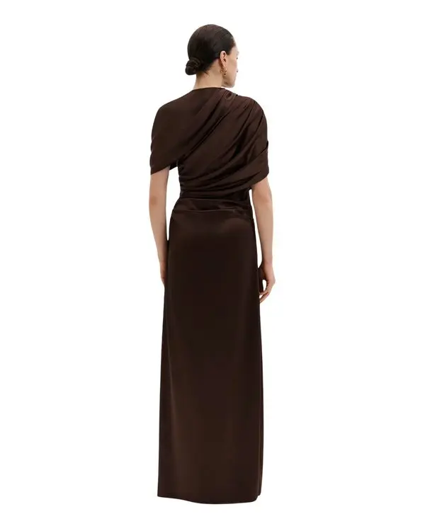 MALINA Cassia Draped Fitted Maxi Dress