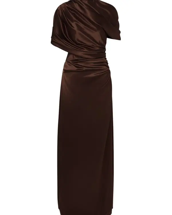 MALINA Cassia Draped Fitted Maxi Dress