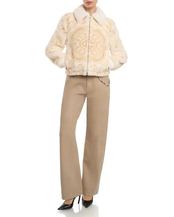 Casablanca Logo Print Faux Fur Jacket - Fur Carpet