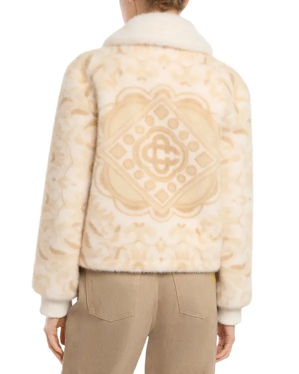 Casablanca Logo Print Faux Fur Jacket - Fur Carpet