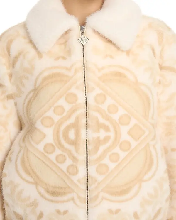 Casablanca Logo Print Faux Fur Jacket - Fur Carpet