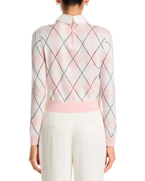 Alice + Olivia Carolann Wool Blend Collared Sweater - Blush Multi