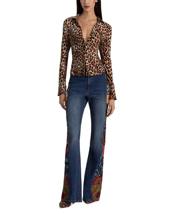 Alice + Olivia Freya Fitted Nipped Waist Button Down Top