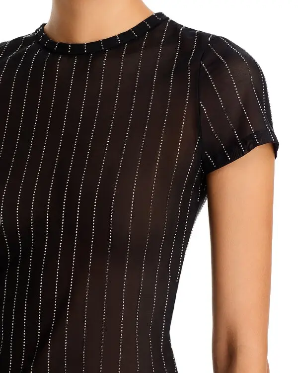 Alice + Olivia Tess Embellished Short Sleeve Tee