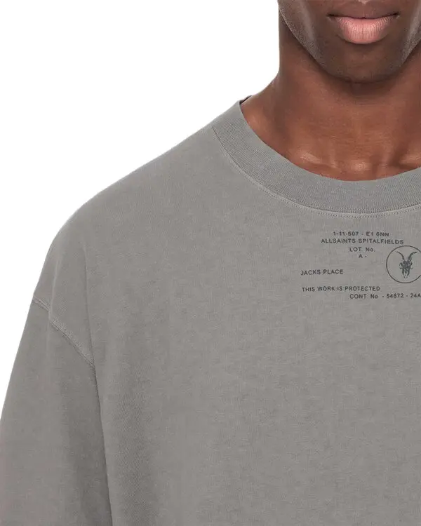 ALLSAINTS Raphy Cotton Jacks Place Logo Crewneck T-shirt - Fossil Grey