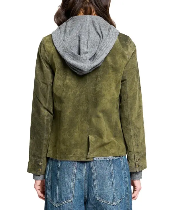 Central Park West Vesper Genuine Suede Topstitch Blazer