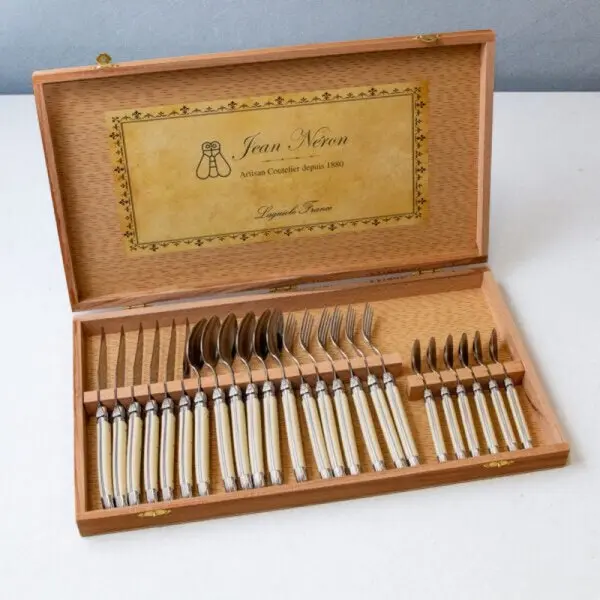 LAGUIOLE Flatware Set In Wood Presentation Box, Set Of 24